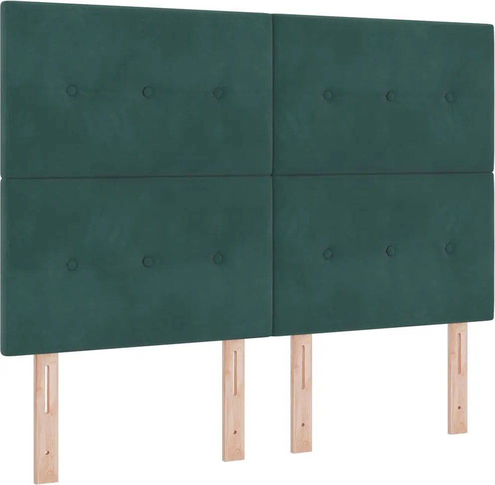 Postel s boxspringem s čelo Tmavě zelená 140 x 190 cm samet 3342005