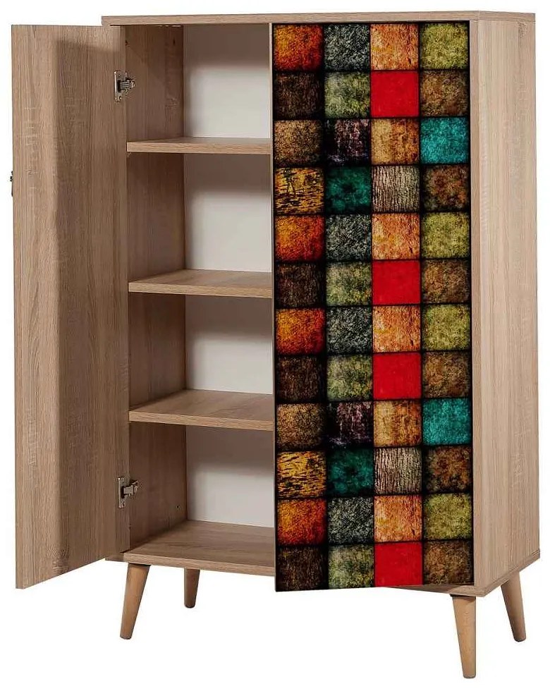 Designová víceúčelová skříň Vallissa 127 cm vzor dub
