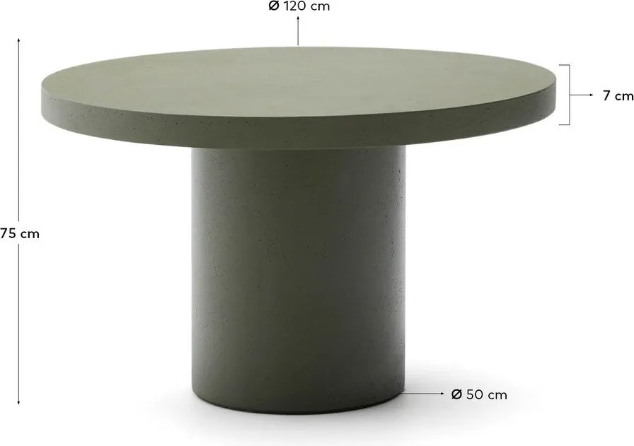 Betonový kulatý zahradní jídelní stůl ø 120 cm Aiguablava – Kave Home