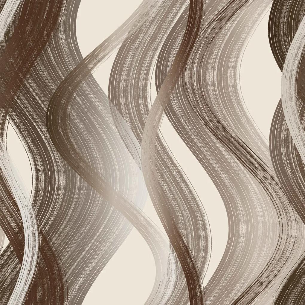 Závěs dekorační nebo látka, New York Vlny, hnědý, 150 cm 150 cm