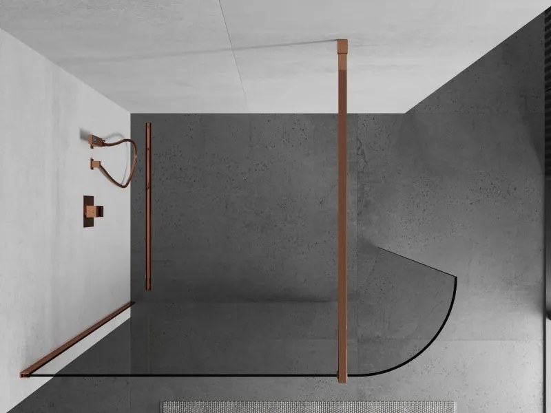 Mexen Kioto, zaoblená sprchová zástěna 140 x 200 cm, 8mm čiré sklo, růžové zlato profil, 800-140-101-60-06