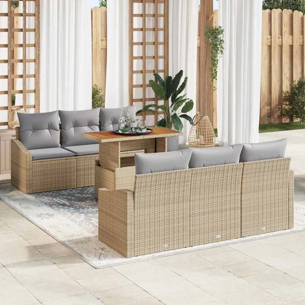 Sada zahradních pohovek 7 ks Beige a šedá 3349783