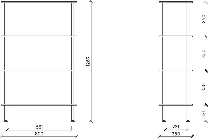 Modrý regál v dekoru dubu 80x127x35 cm Teidi – noo.ma