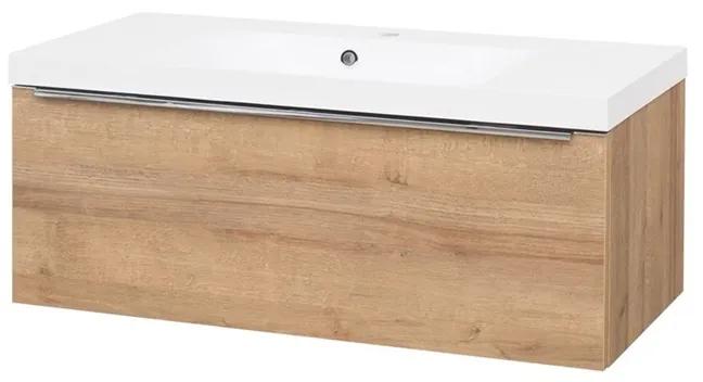 Mereo Mailo, koupelnová skříňka s umyvadlem z litého mramoru 101 cm, dub - CN527M