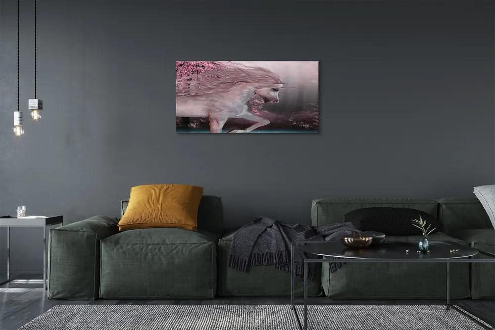 Obrazy na plátně Unicorn stromy jezero 100x50 cm