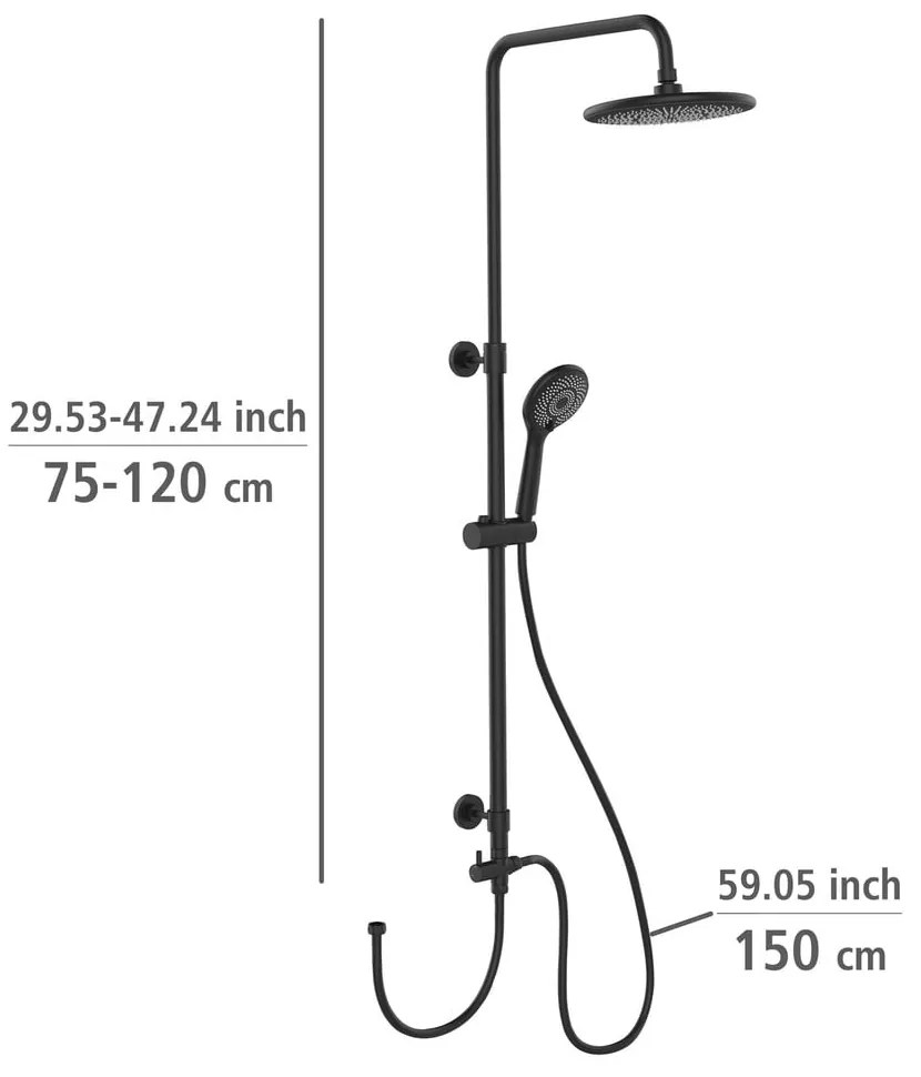 Černý sprchový set z nerezové oceli 120 cm Water Saving – Wenko