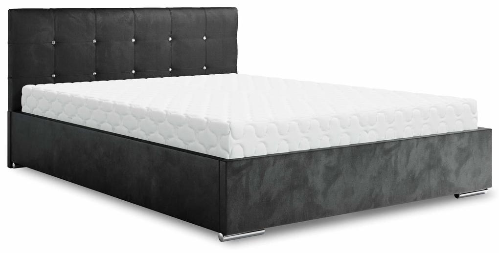 Manželská postel 140 cm Lonnie (černá) (s roštem a úložným prostorem). 1047075