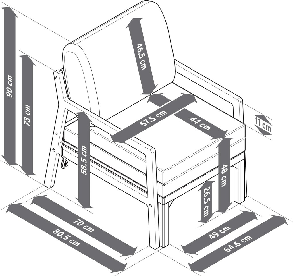Tchibo - Rozkládací zahradní křeslo - barva: šedá