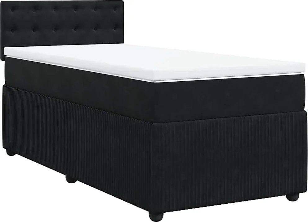 Box spring postel s matrací černá 80 x 200 cm samet 3289904