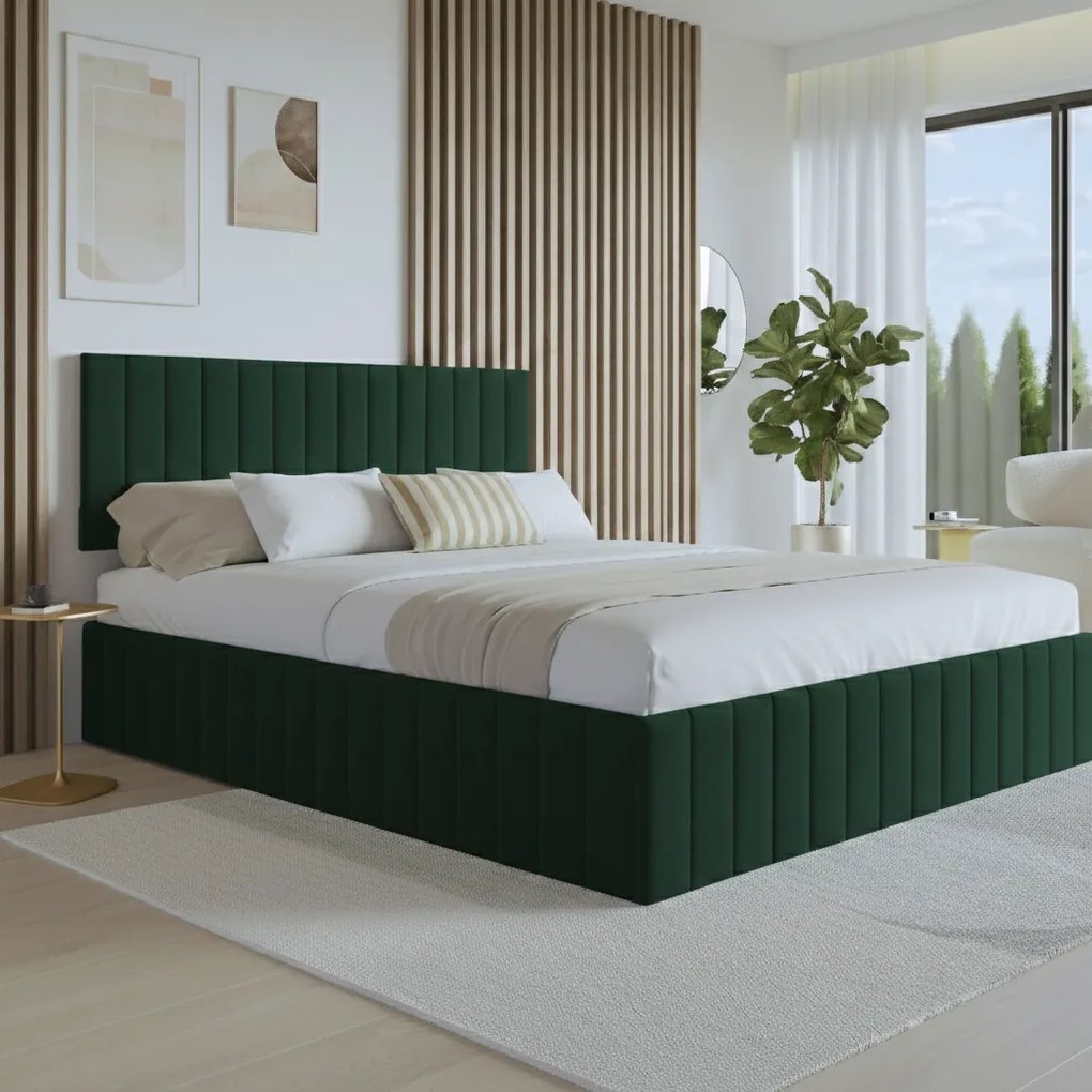 Eka Čalouněná postel PARIS - Kronos 120x200 cm Barva látky: Smaragdově zelená (Kronos 19)