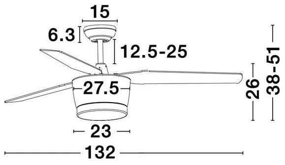 Nova Luce Stropní ventilátor se světlem MONSOON tělo z oceli, 3ABS dřevěné listy LED 18W 3000K Barva: Bílá