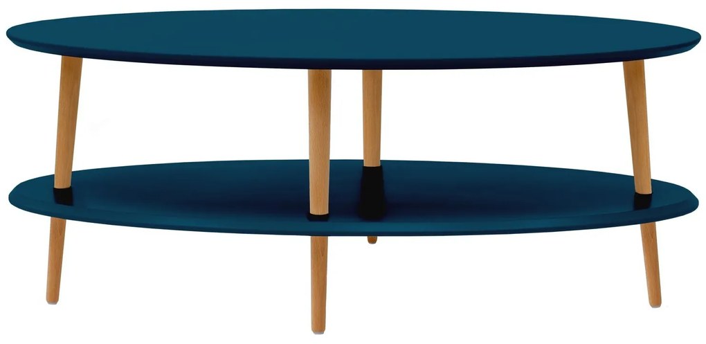 Ragaba Oválný konferenční stolek Otorten Low, 110x70x45 cm, petrolejová/přírodní