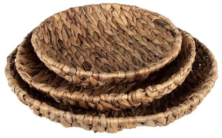 Set 3ks úložný kulatý košík / tác z vodního hyacintu – 40x6 /  35x6 /  30x6 cm