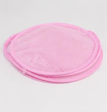 koš na prádlo, bez víka, přenosný, skládací, pevná síťovina, 45x30x30 cm, růžová, Dekorino KP20260007