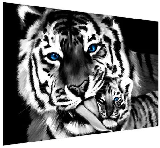 Fototapeta Černobílý tygr a tygřík 200x135cm FT2574A_1AL
