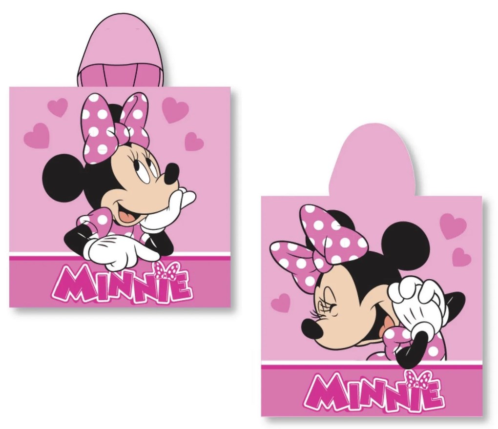 Dětské bavlněné pončo RIKKI Minnie 55x110 cm růžové