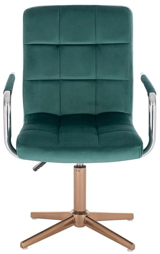 LuxuryForm DESIGN Otočná židle VERONA VELUR na zlatém kříži - zelená