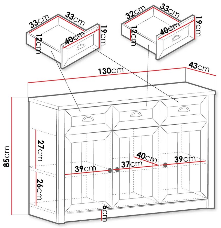 Kombinovaná komoda ALZEY 1 - zelená