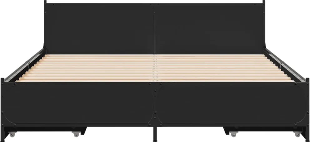 Rám postele se zásuvkami černý 135 x 190 cm kompozitní dřevo 3279947
