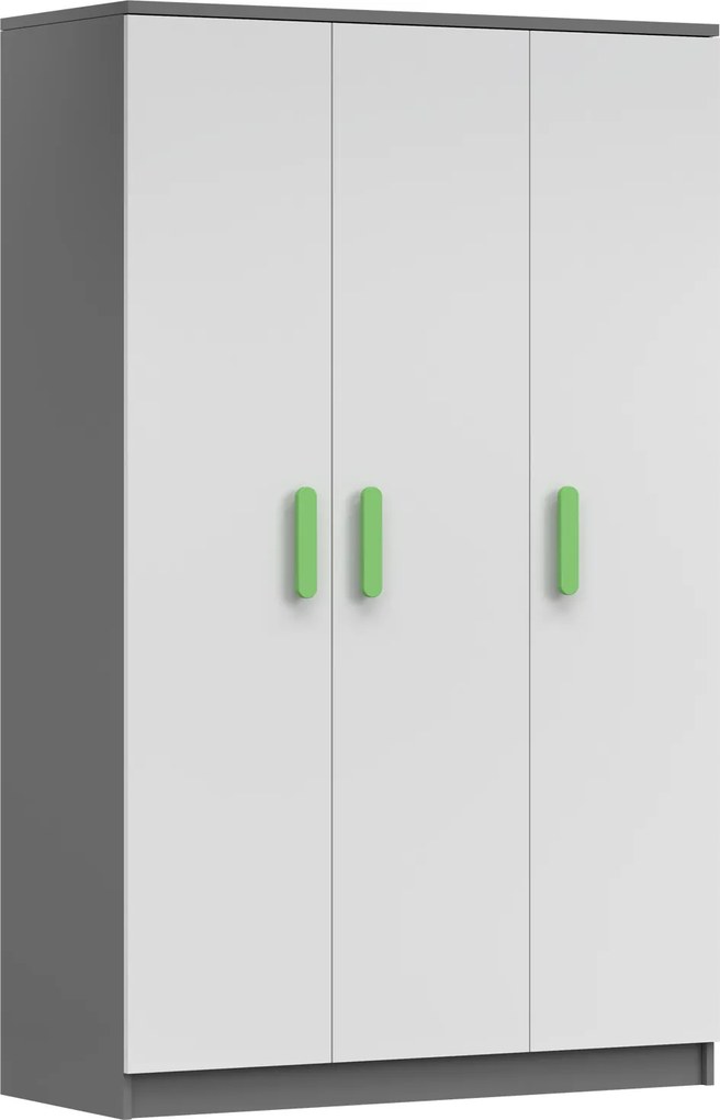 IDZ Šatní skříň SMYK II 3D 19, 120 cm Bílá + Grafit / Barevné úchytky Barva: Dub