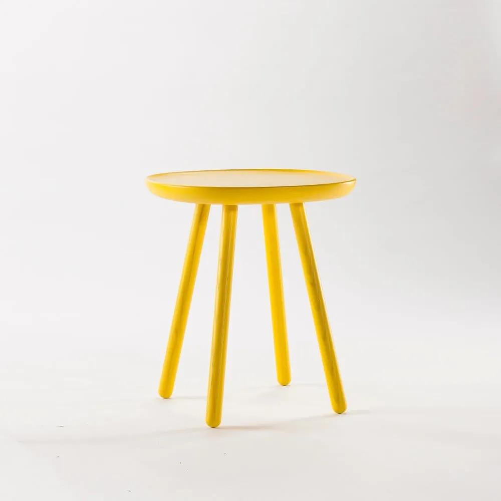 Žlutý odkládací stolek z masivu EMKO Naïve Small, ø 45 cm