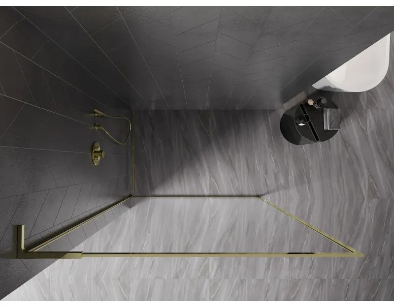 Mexen, Mexen Kioto-XF L sprchová stěna s rámem 50 x 202 cm, transparentní 10 mm, zlatá - 800-050-174-50-00-XF