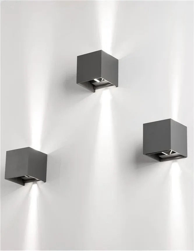 NV 847407 Venkovní nástěnné svítidlo COMO tmavě šedý hliník LED 2x3W 3000K 3000K 220-240V nastavitelný úhel 0-90st. IP54 - NOVA LUCE