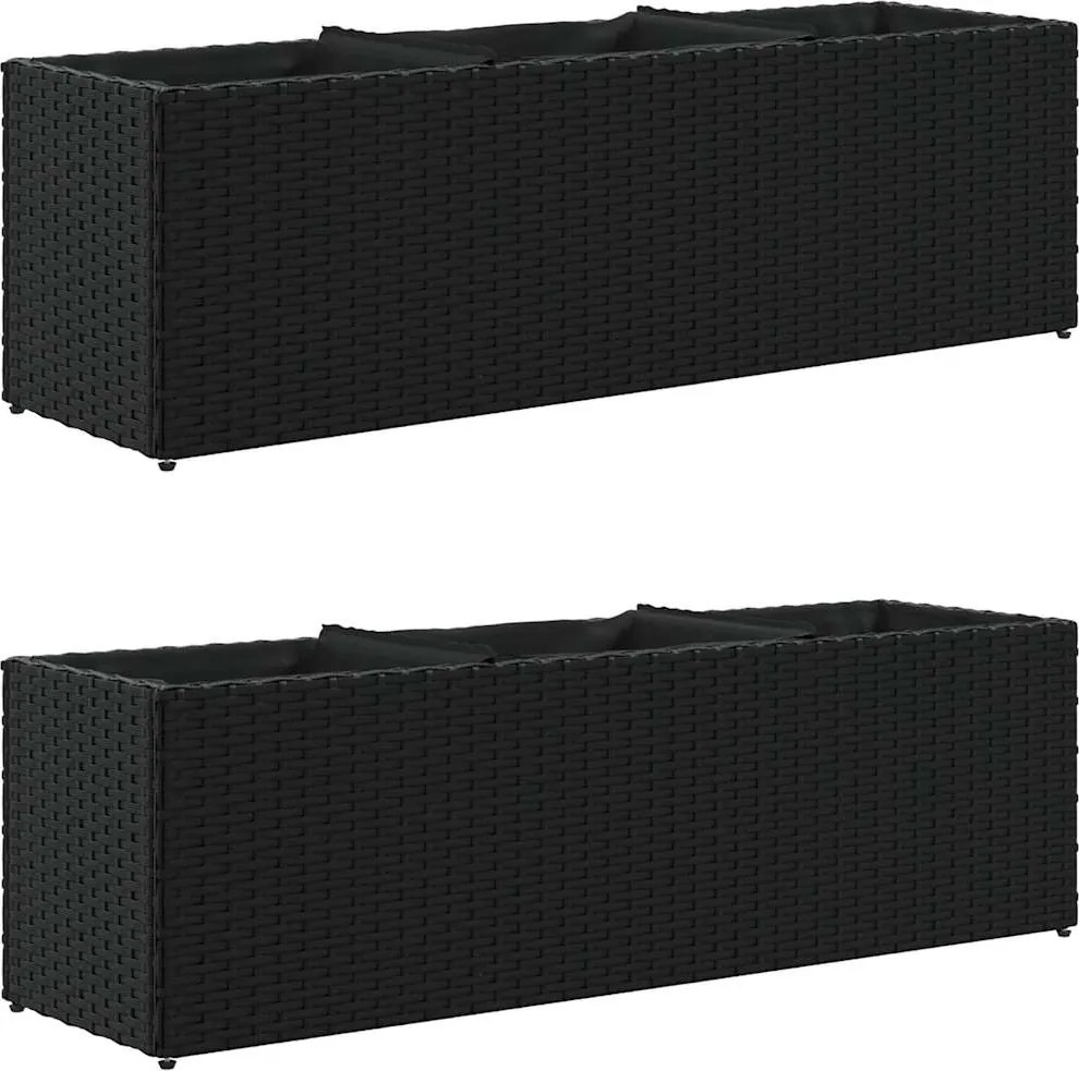 Zahradní truhlíky se 3 květináči 2 ks černé 105 x 30 x 32 cm 3210522