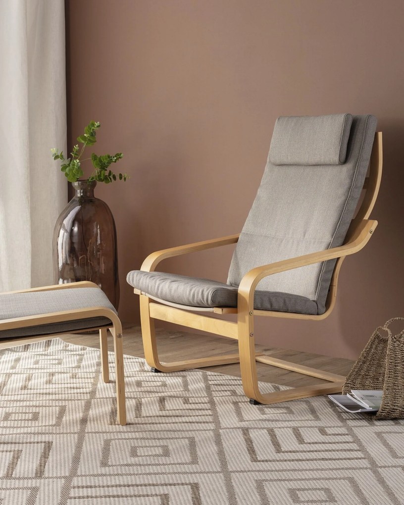Sedák na křeslo IKEA Poäng II barva béžová látka pletený vzor