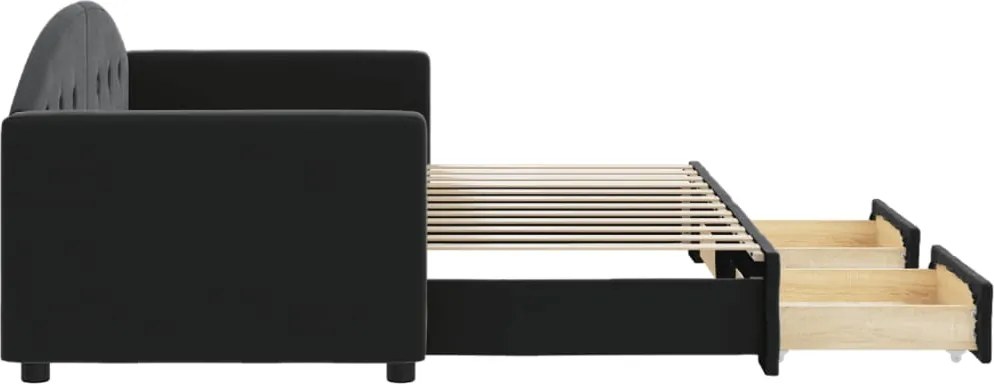 Válenda s přistýlkou a zásuvkami černá 80 x 200 cm samet 3197346