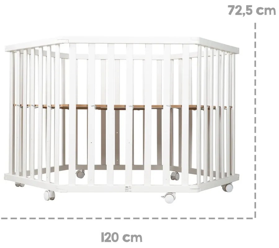 Bílá dětská ohrádka s nastavitelnou výškou/na kolečkách – Roba