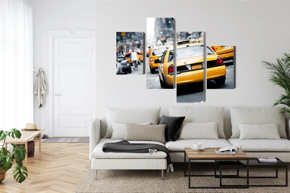 Vícedílný obraz Taxíky V Ulicích New Yorku Nedostatek Nedostatek Plátno Canvas 240x150