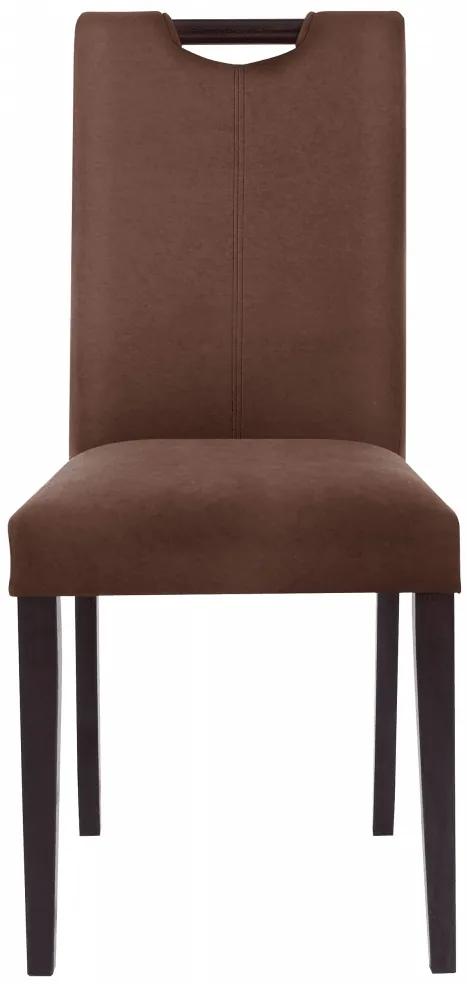 Danish style Jídelní židle Curt (SET 2 ks), mikrovlákno, tmavě hnědá / tmavé dřevo
