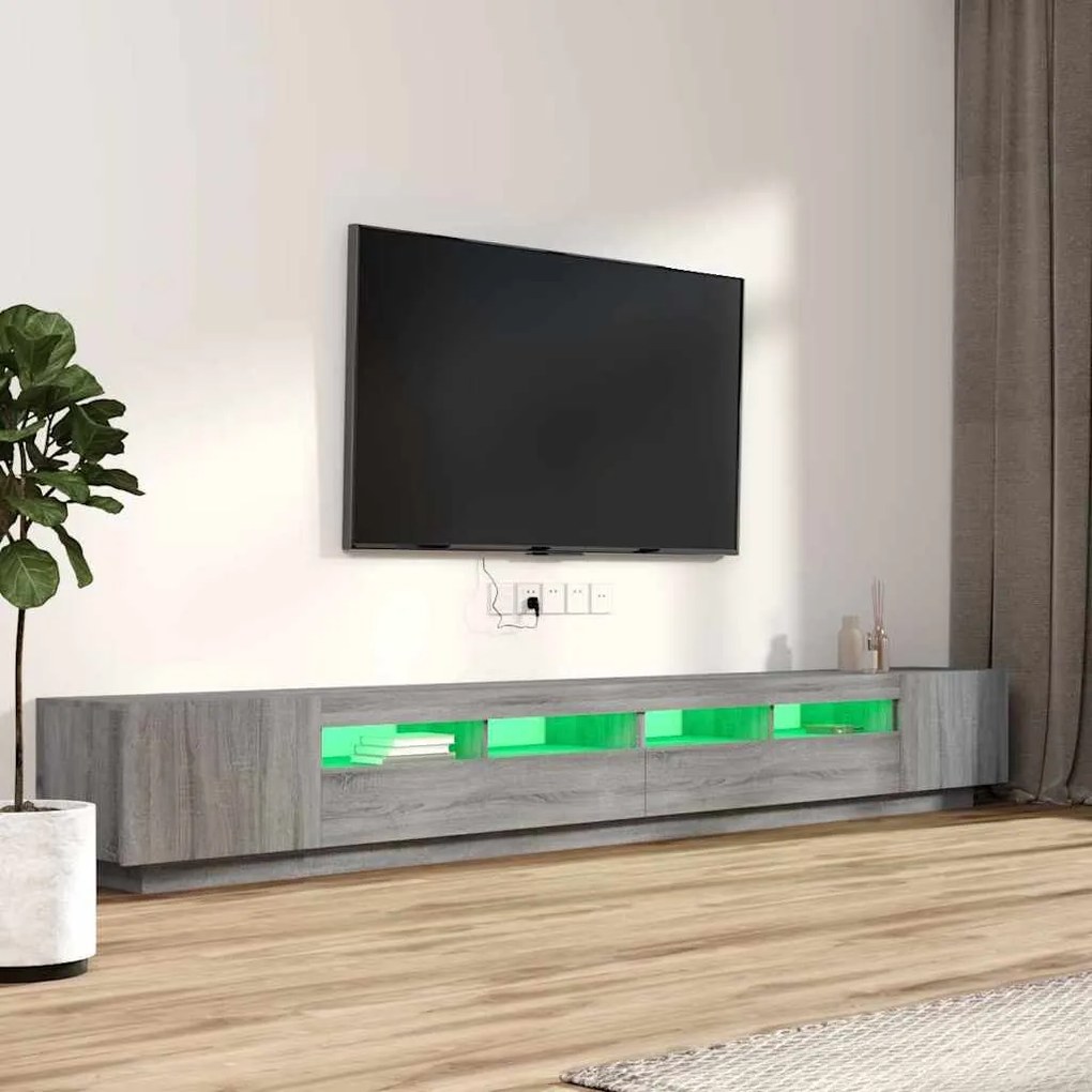3dílný set TV skříněk s LED světly šedý sonoma kompozitní dřevo 3120177