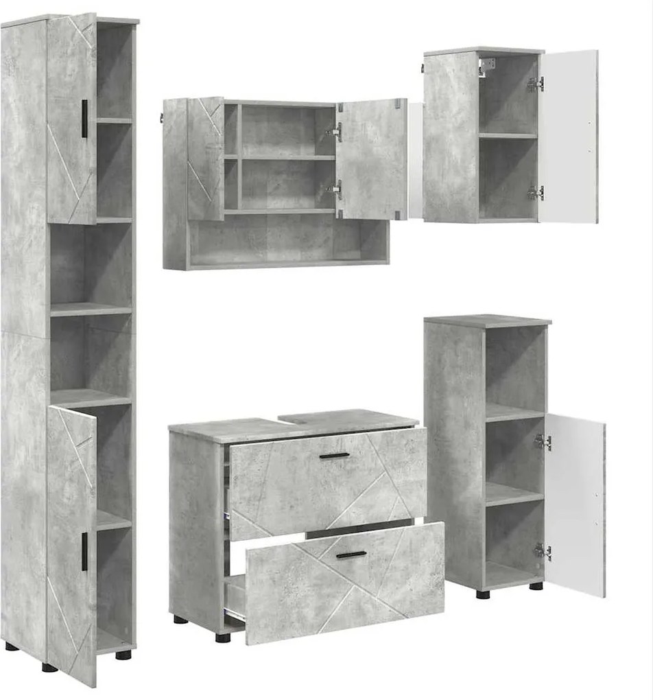 Sada koupelnového nábytku 5 ks Betonově šedá 35 x 30 x 192 cm 3393066