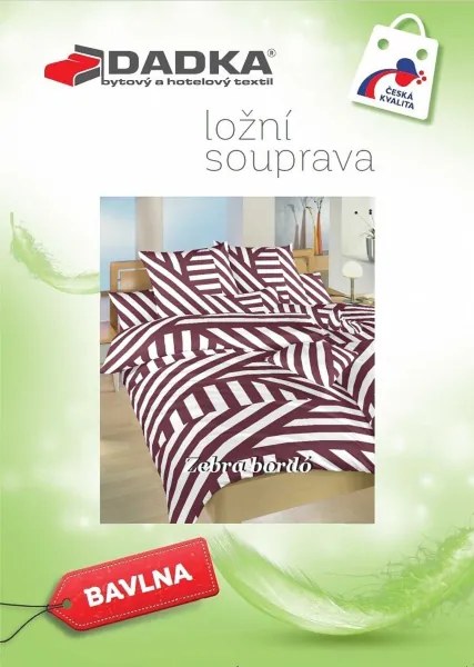 Dadka Povlečení bavlna Zebra bordó  140x200, 70x90 cm