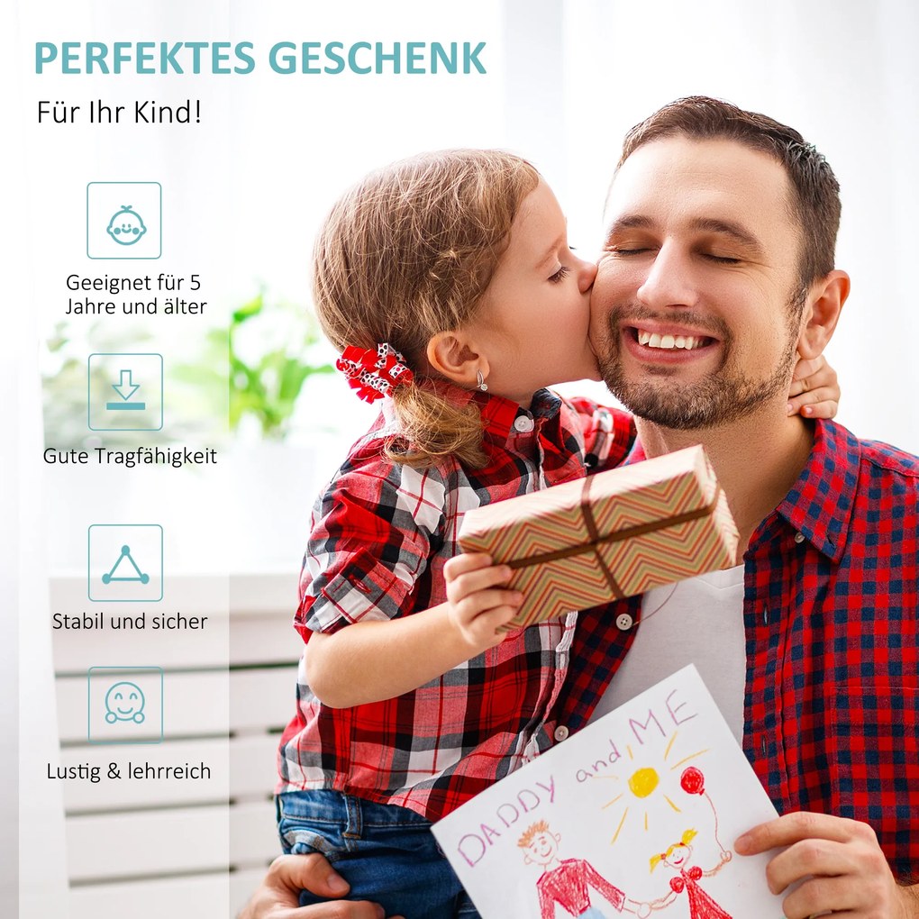 HOMCOM Koloběžka Šlapací koloběžka Dětská koloběžka Městská koloběžka s 12palcovými pneumatikami, odrazová deska pro děti od 5 let, modrá, nastavitel…