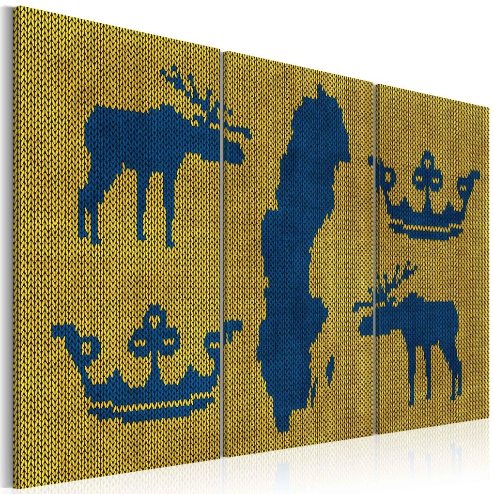 Obraz - Map of the World: sweater from Sweden - triptych - 60x40