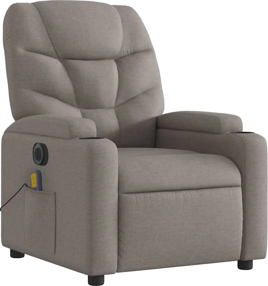 Elektrické masážní polohovací křeslo taupe textil 3204592