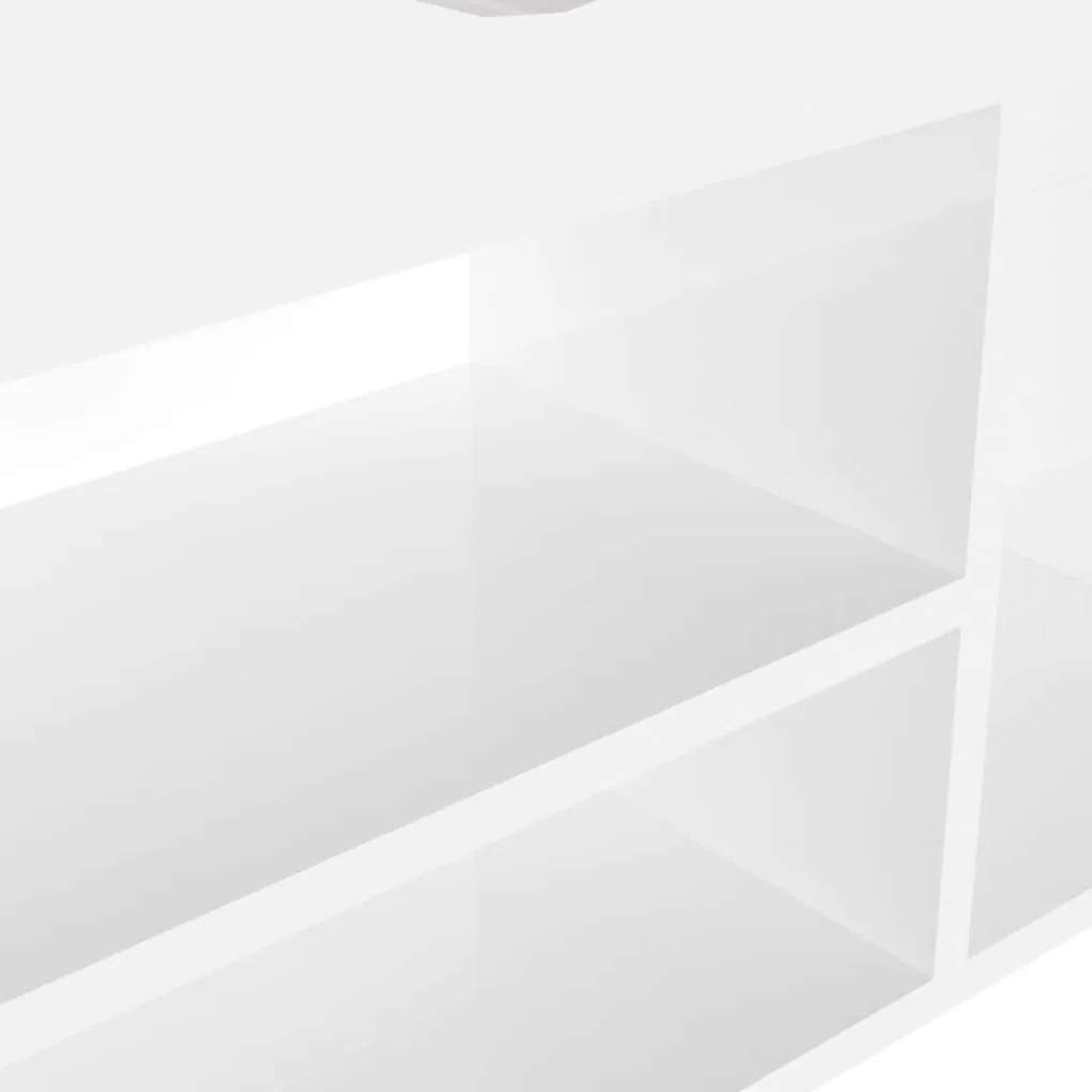 Botník s poduškou bílý lesklý 104 x 30 x 49 cm dřevotříska - Default Title