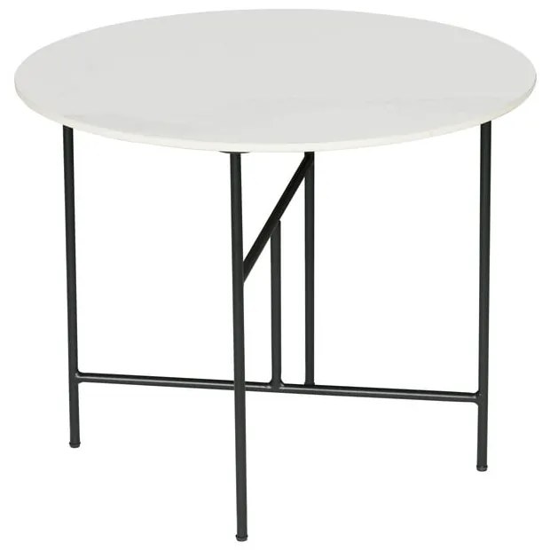 Bílý konferenční stůl s porcelánovou deskou WOOOD Vida, ⌀ 60 cm