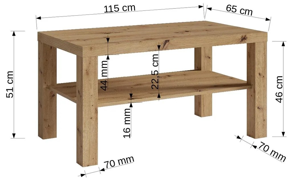 Konferenční stolek SVEN 115x65 Hlavní barva: Bílá & Beton