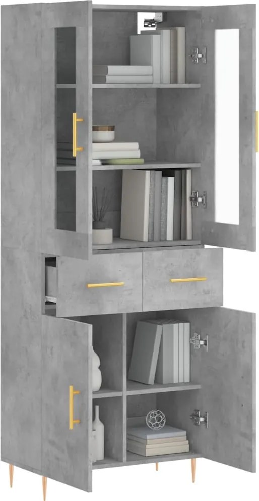 Skříň highboard betonově šedá 69,5x34x180 cm kompozitní dřevo 3198525