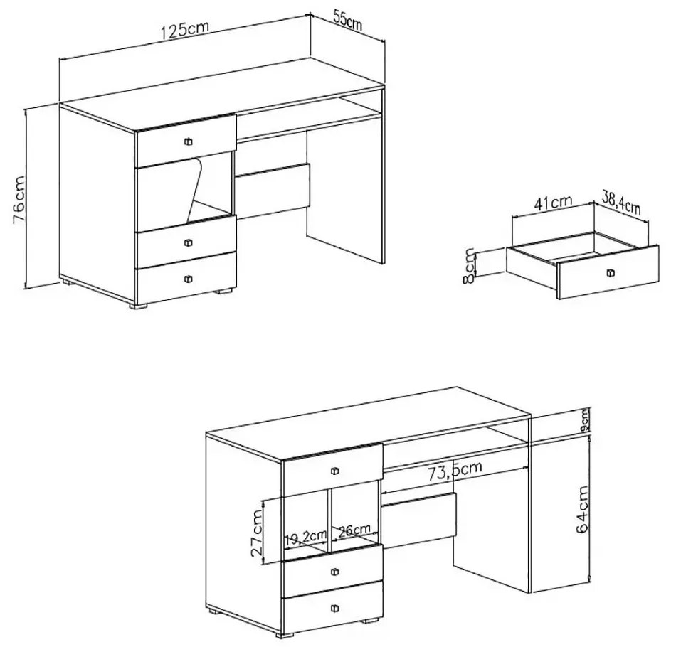 Dětský pokoj DELTA | sestava B | 7 dílů | dub/antracit