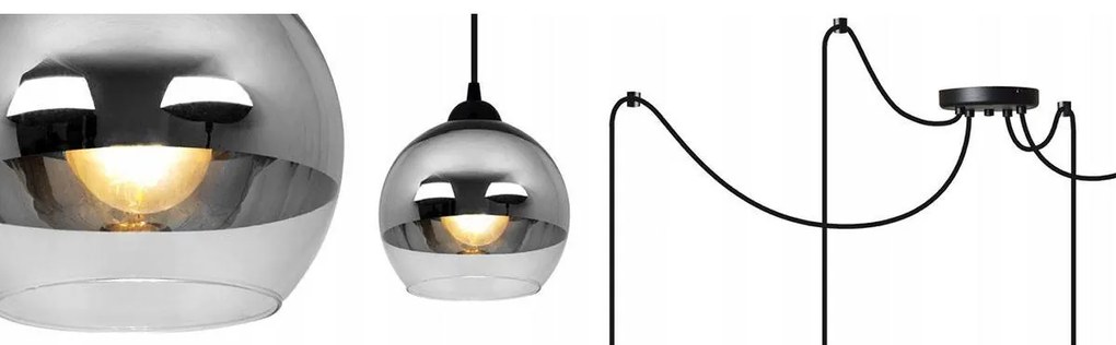 Závěsné svítidlo Bergen Spider, 4x chromové/transparentní skleněné stínítko (fi 15cm)