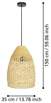 Eglo 390237 - Lustr na lanku SAMBUCONA 1xE27/40W/230V pr. 35 cm bambus
