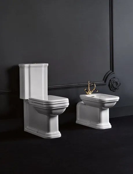 Kerasan Kerasan, WALDORF WC kombi, spodní/zadní odpad, bílá-bronz, WCSET18-WALDORF