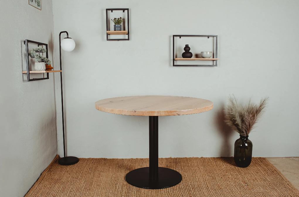 Wudboys Jídelní stůl ONTOP Barva kovu: Bílá, Dřevo: Dub, Rozměr: Průměr 150 cm, moderní skandinávský styl