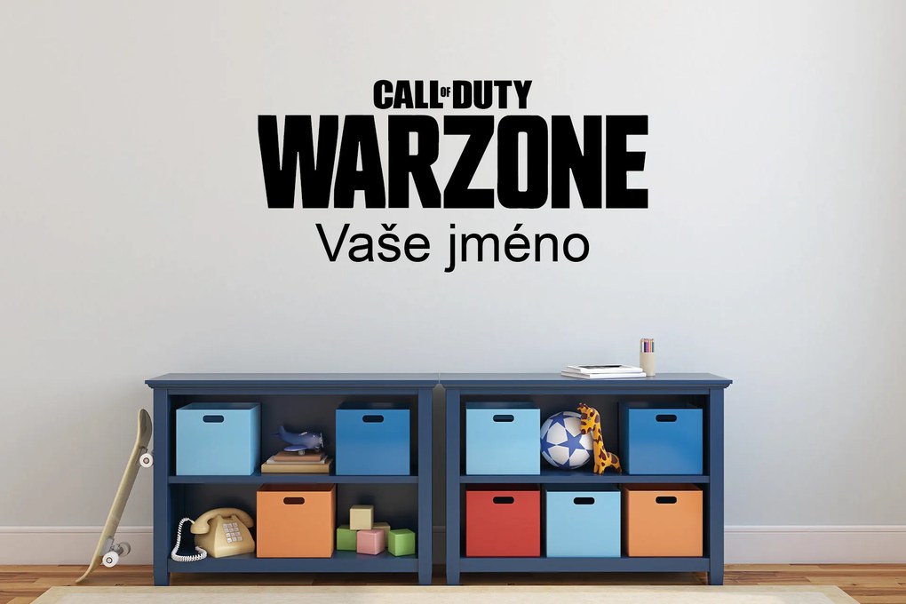 Lepy.cz Samolepka na zeď Call of Duty + vlastní jméno Velikost (šířka x výška): 50x24cm, Barevná varianta: Bílá