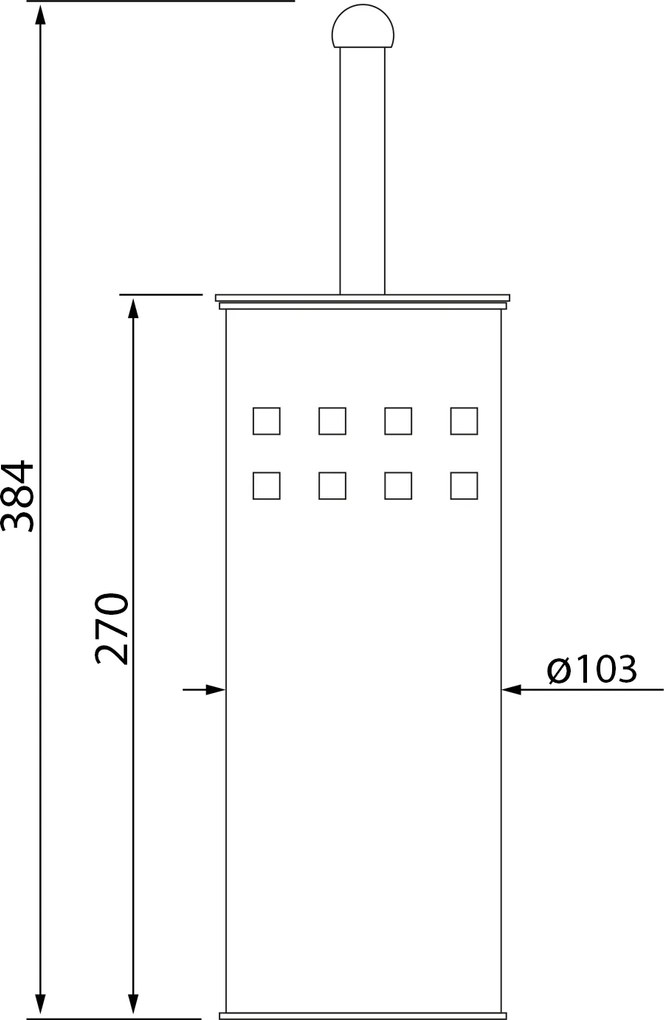 Aqualine Aqualine, SIMPLE LINE WC kartáč válcovitý s otvory, bílý, 04002W